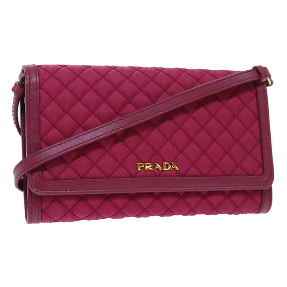 Prada | Bags | Prada Quilted Shoulder Wallet Nylon Pink Auth 5883 ...